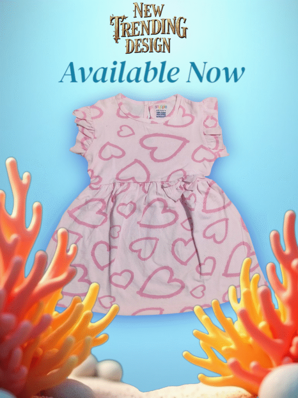 pink colour Big Heart Frock with trending Design